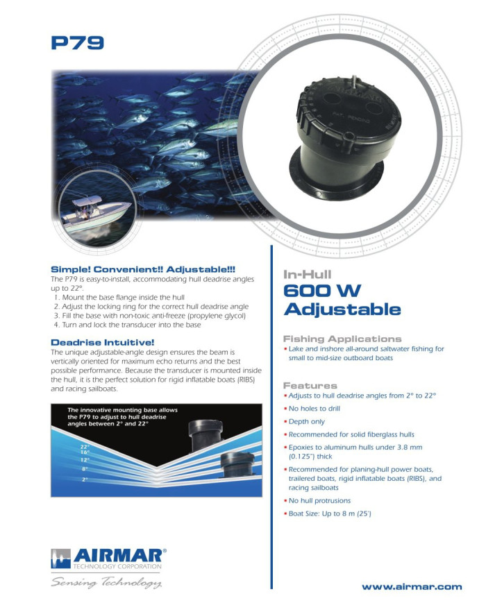 Airmar Lowrance P79 50-200 khz Shoot Through Hull Transducer 9 Pin Black Socket